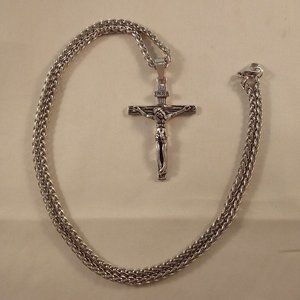 Accessories | Mens Silver Stainless Steel Jesus Crucifix Cross Pendant ...